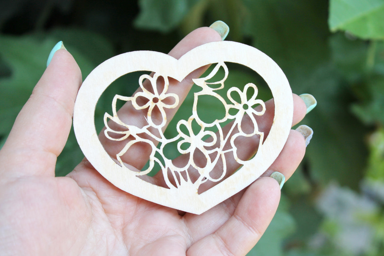 Christmas tree wooden decorative laser cut hearts, set of 3 - laser cu ...