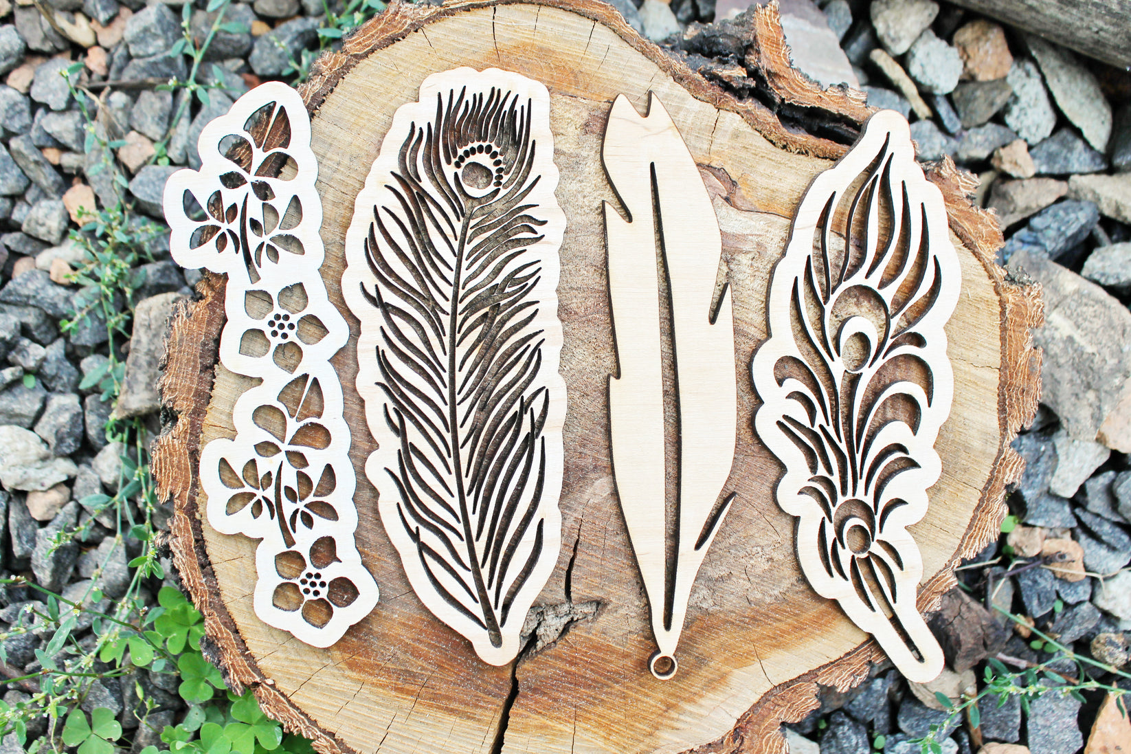 Feather bookmark - laser cut unfinished 6.3 inches - Wooden bookmark f ...