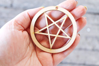 Wooden Symbols shape pendant - Pentagram - Pentalpha - Pentangle - Pen ...